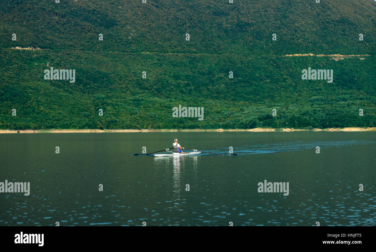 single rower at sunrise Stock Photo - Alamy