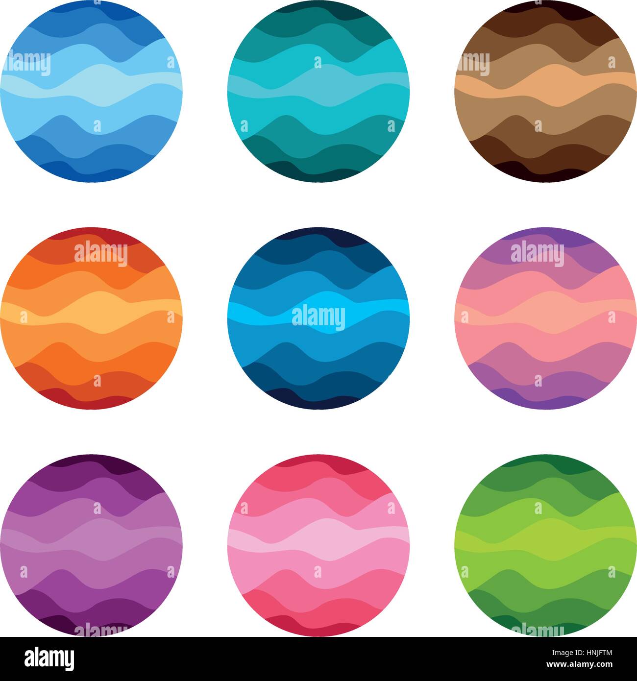 Isolated abstract colorful round shape logos set on white background ...