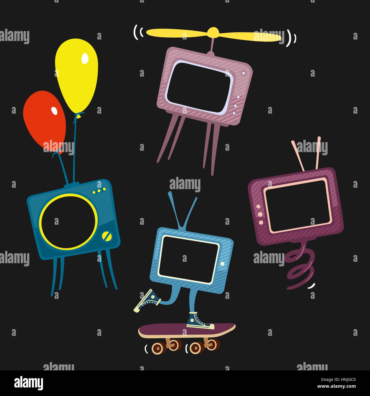 Kids Television Icons Vector Illustration Stock Vector Image & Art - Alamy