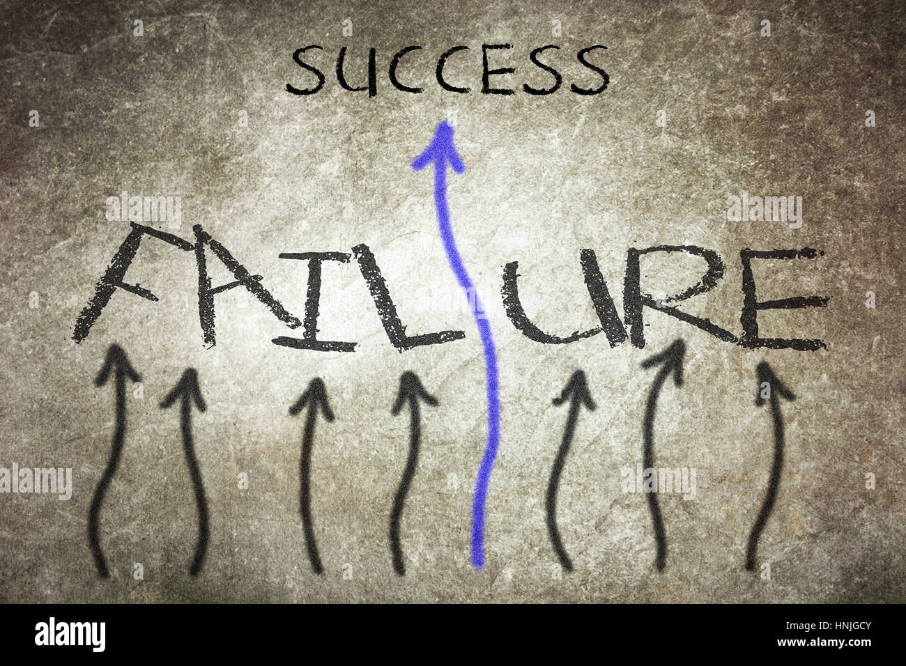 Success concept on blackboard - go straight to success and avoiding ...