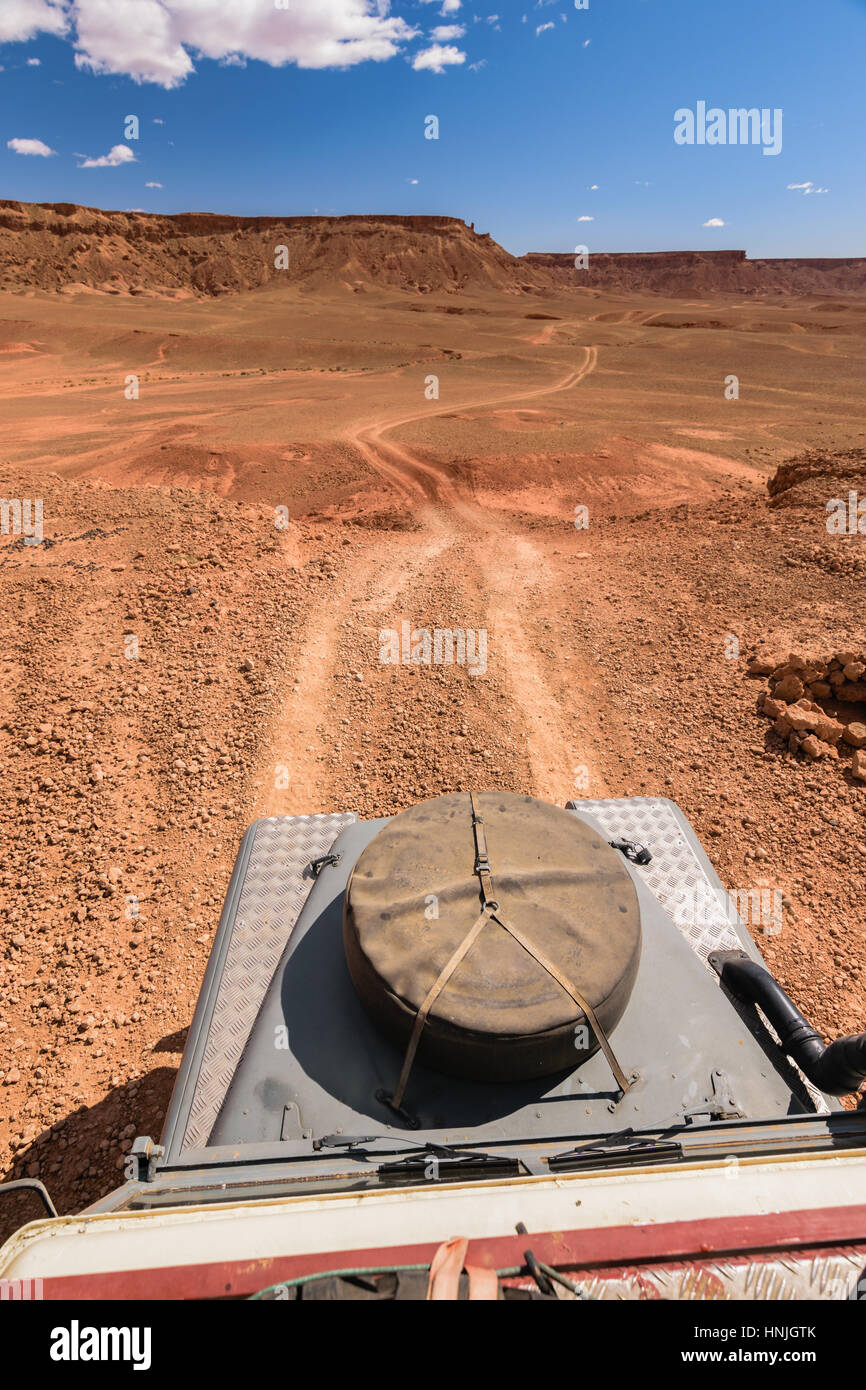 4x4 vehicle oldtimer driving off road, Morocco Stock Photo - Alamy