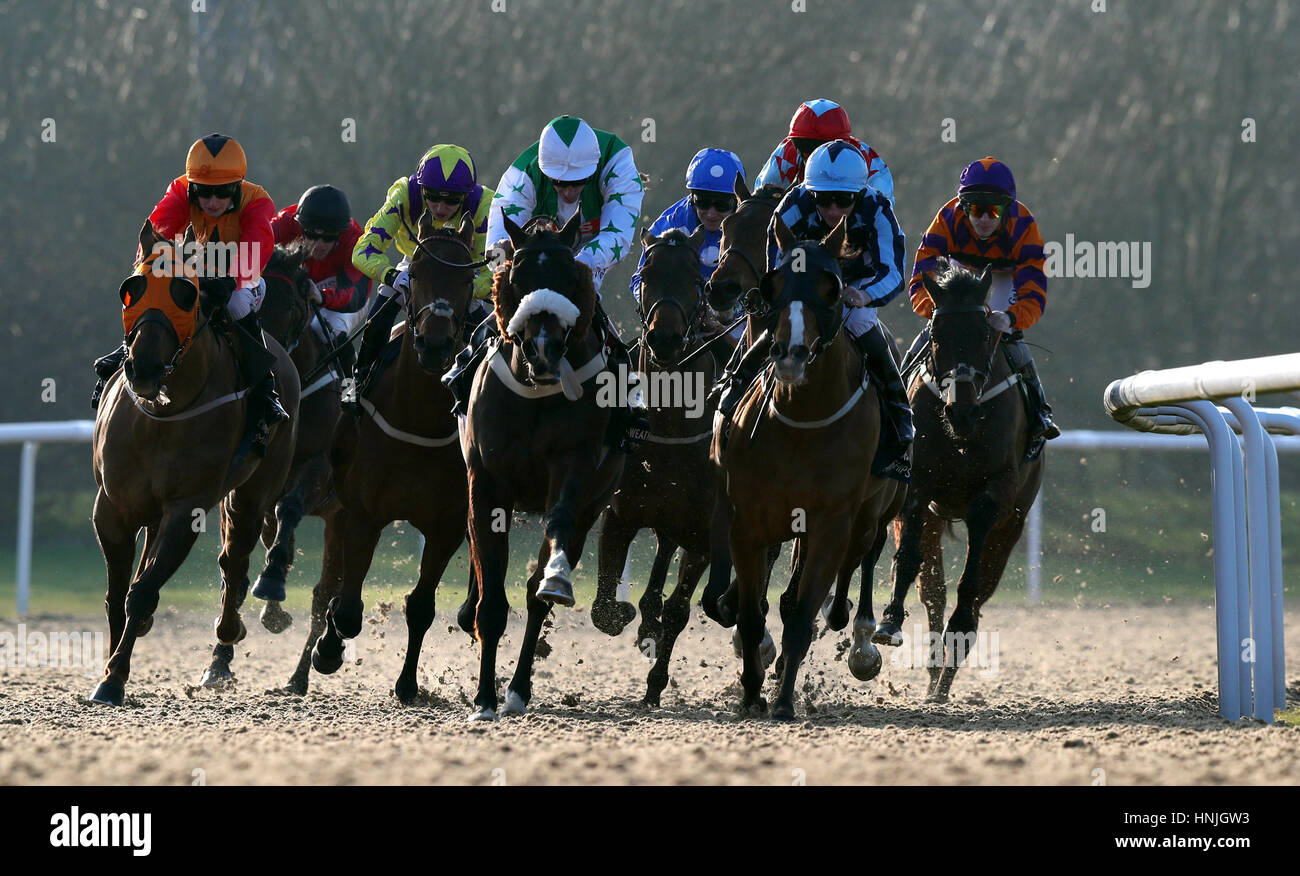 Runners and riders round the final bend during The Betway Middle ...