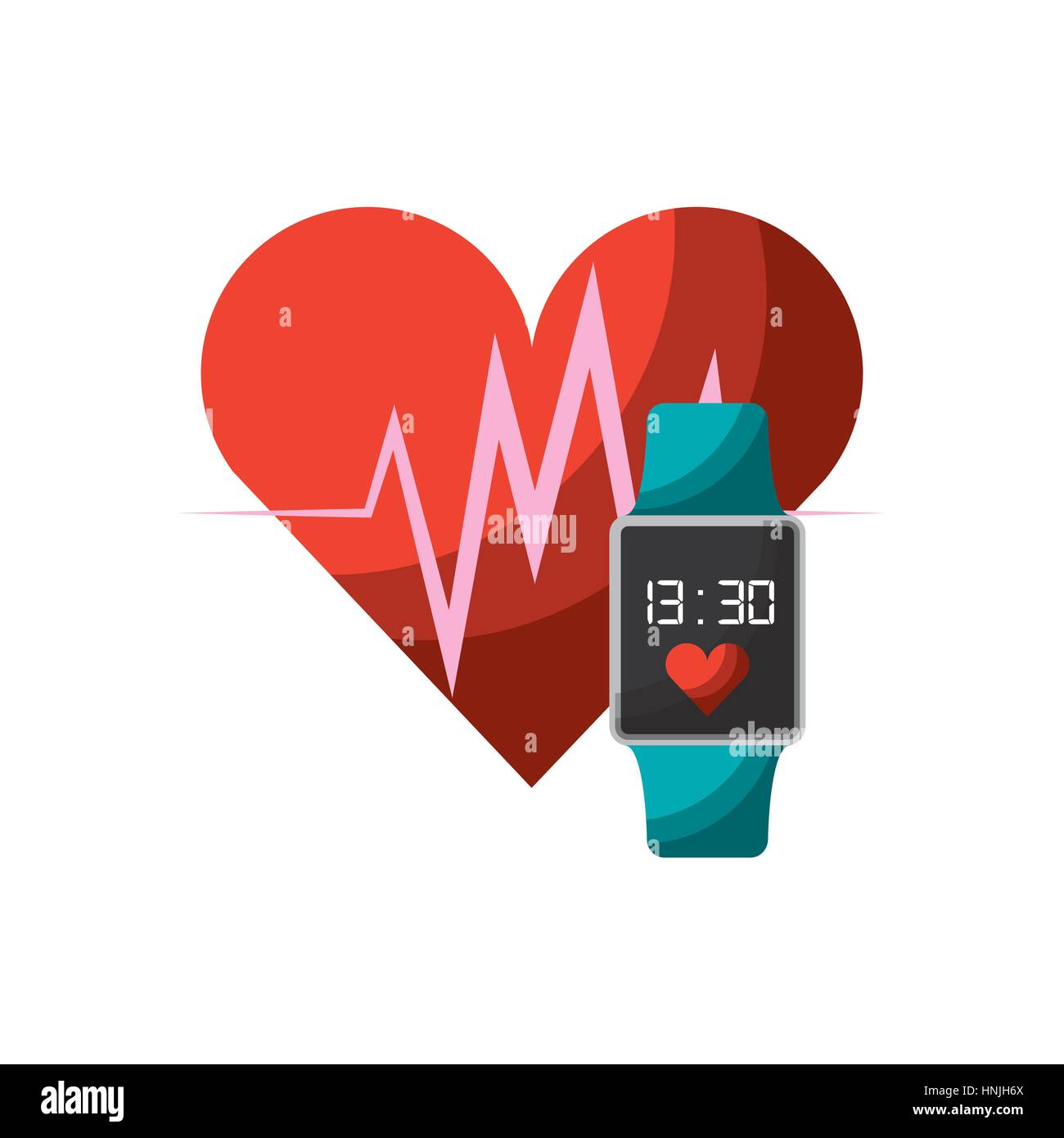smar watch and cardio heart icon over white background. colorful design. vector illustration ...