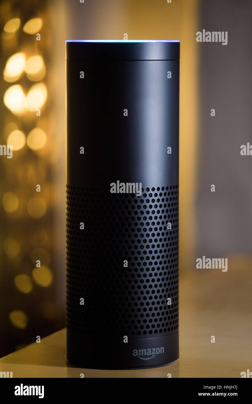 Amazon Echo voice recognition system in environment Stock Photo - Alamy