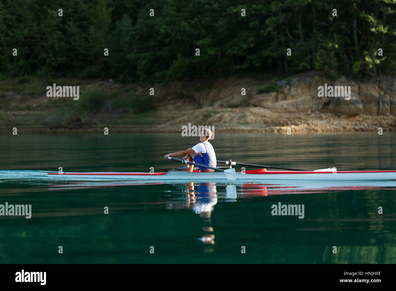 single rower at sunrise Stock Photo - Alamy