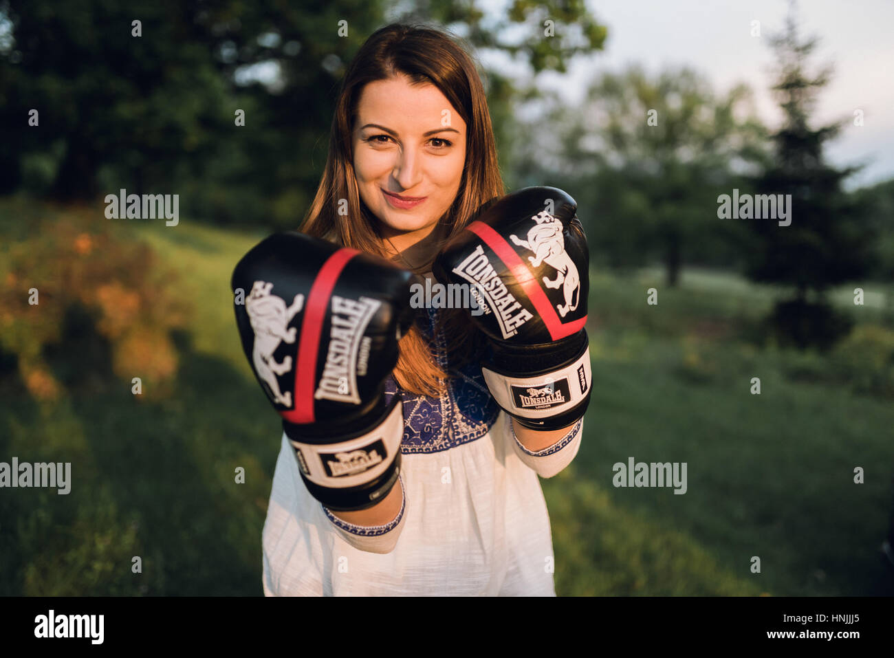 Female boxing fun hi-res stock photography and images - Alamy