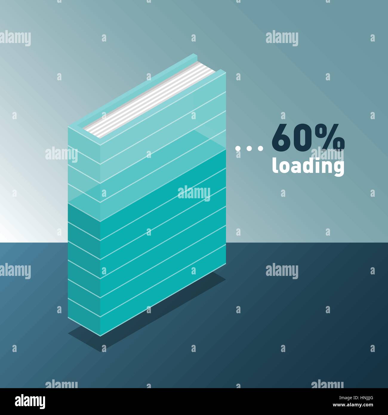 Loading infographic. Progress bar in book. New 3d colorful book or ...