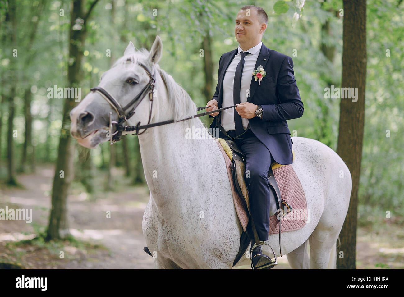 Back view man horseback hi-res stock photography and images - Alamy