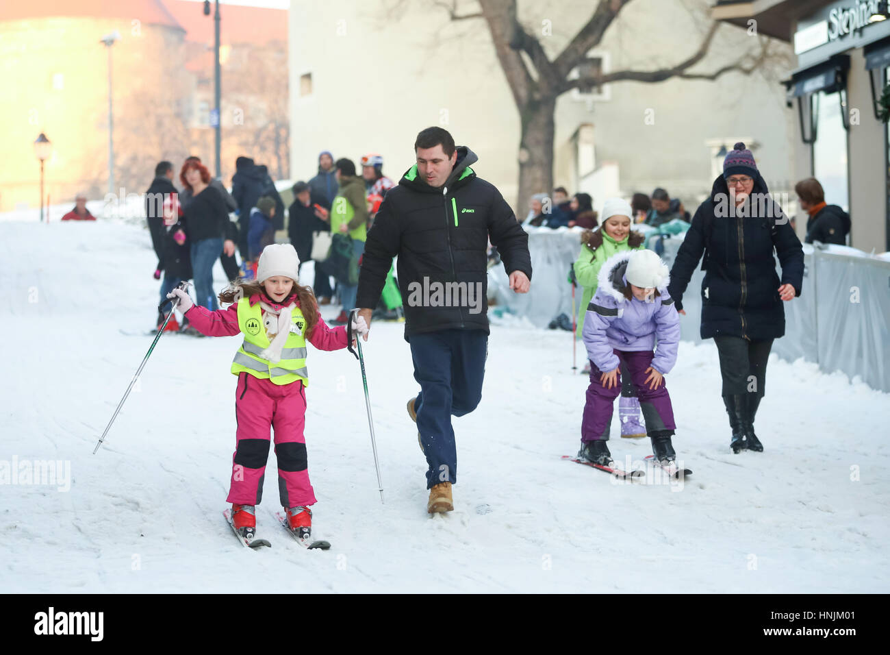 ZAGREB, CROATIA - JANUARY 15, 2017 : FIS World Snow Day for kids with ...