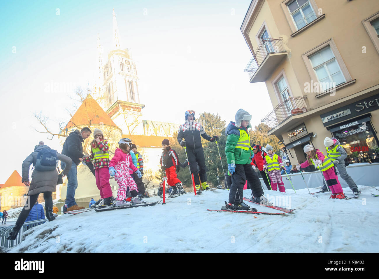 ZAGREB, CROATIA - JANUARY 15, 2017 : FIS World Snow Day for kids with ...