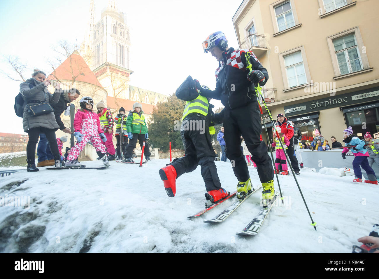 ZAGREB, CROATIA - JANUARY 15, 2017 : FIS World Snow Day for kids with ...