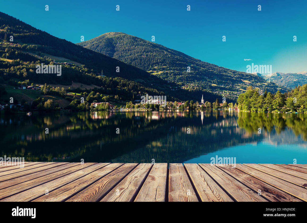 Mountain lake between by mountains. Seaside villa. Italy Stock Photo ...