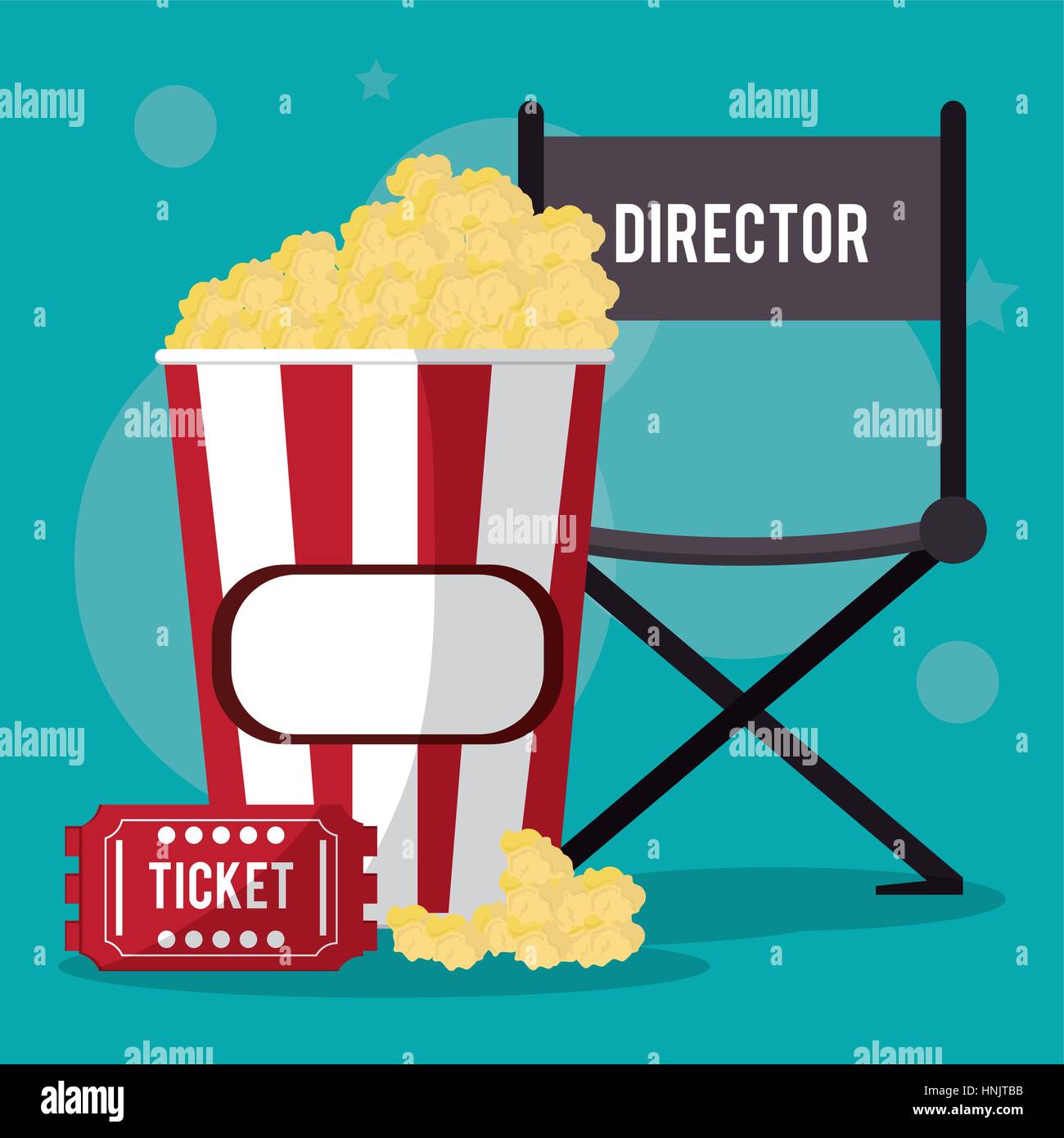 cinema director chair pop corn and ticket vector illustration eps 10 ...