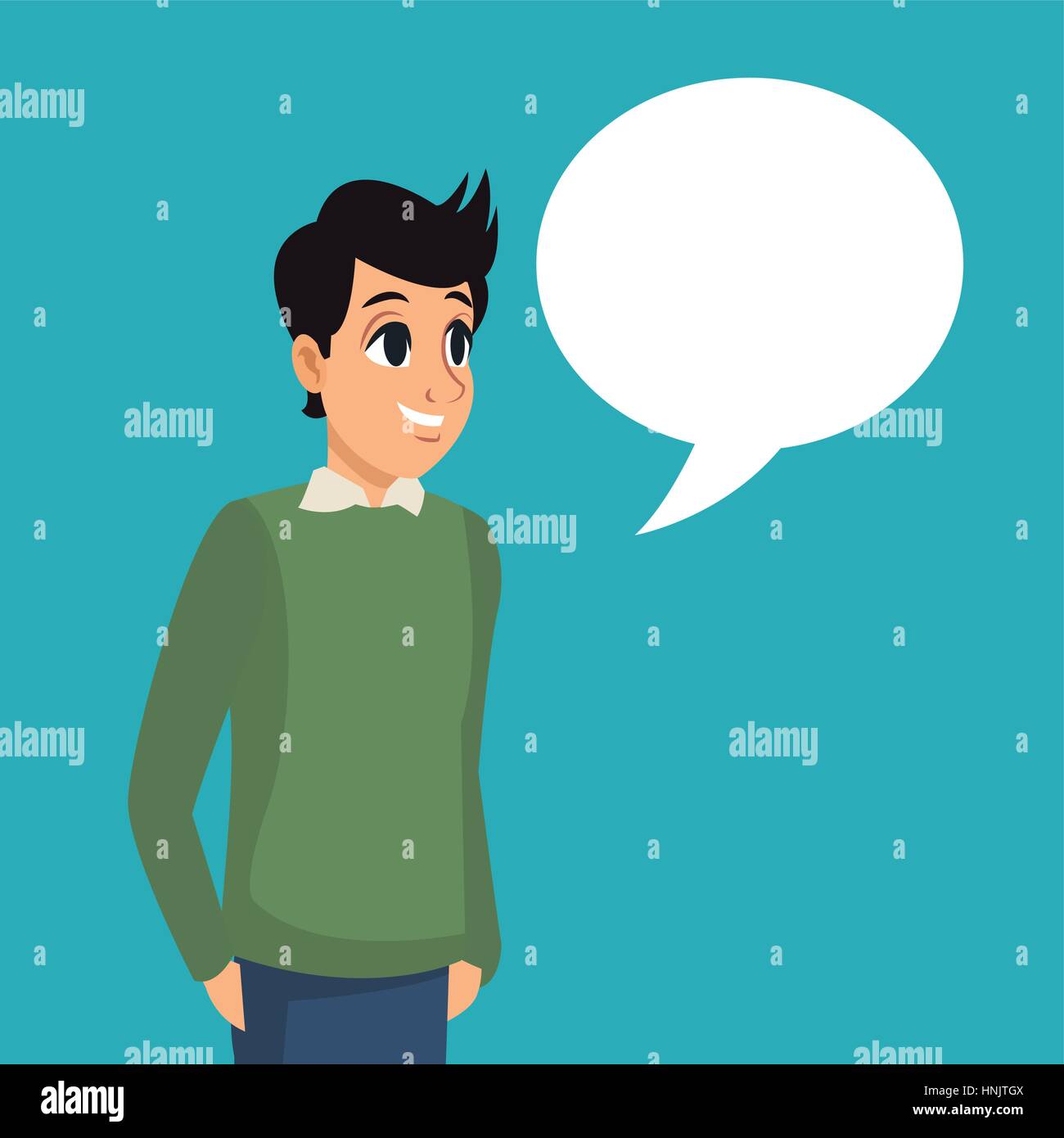 young guy with bubble speech vector illustration eps 10 Stock Vector ...