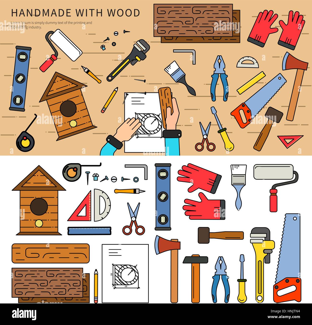 Wooden box carpentry tools Stock Vector Images - Alamy