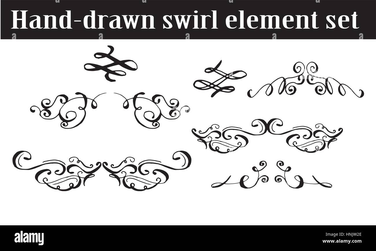 Collection of hand drawn ink curls Stock Vector Image & Art - Alamy