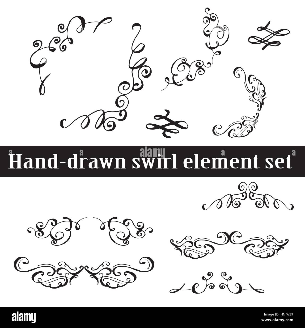 Collection of hand drawn ink curls Stock Vector Image & Art - Alamy