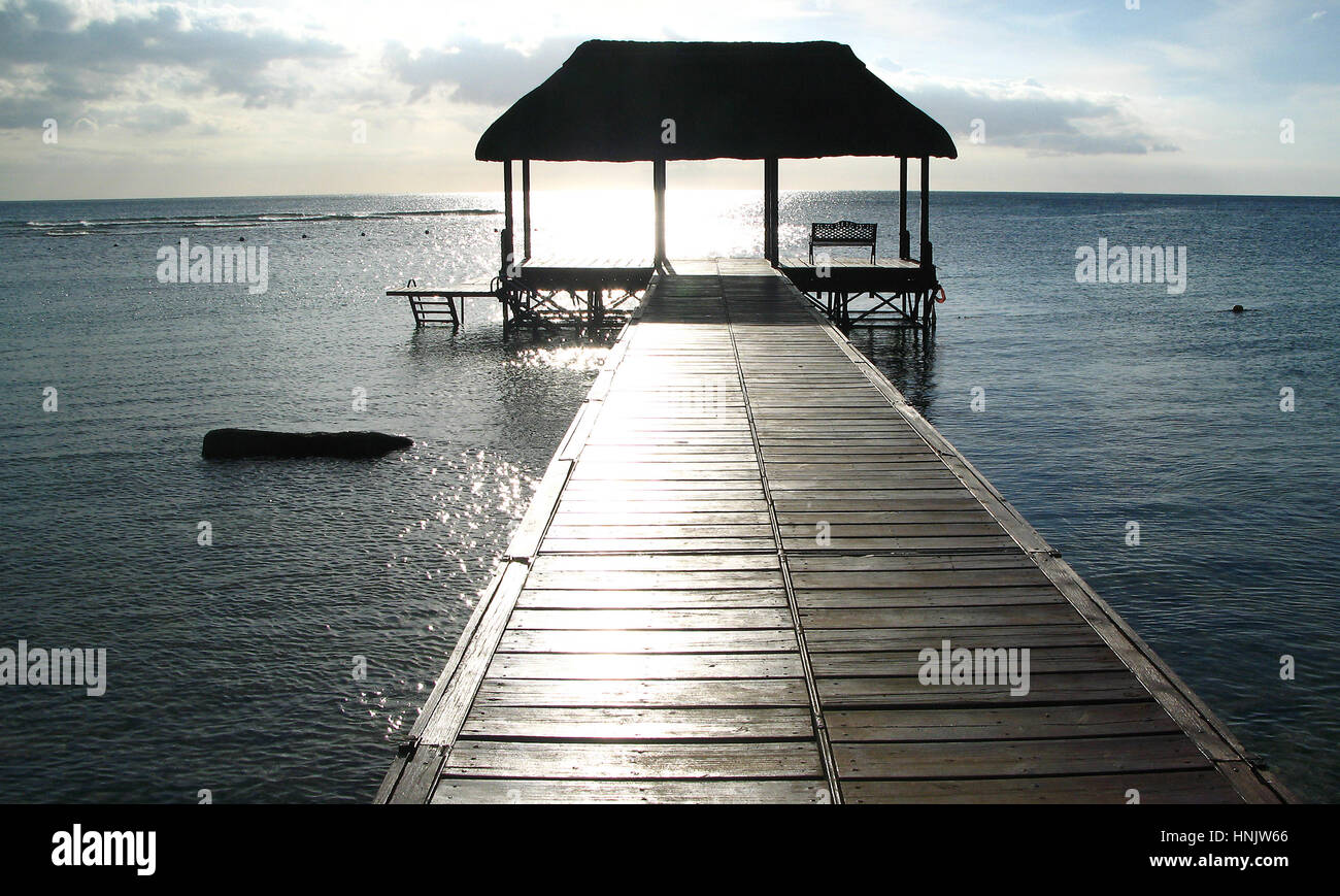 Beach Pier, Turtle Bay, Oberoi Luxushotel, Mauritius, landing stage ...
