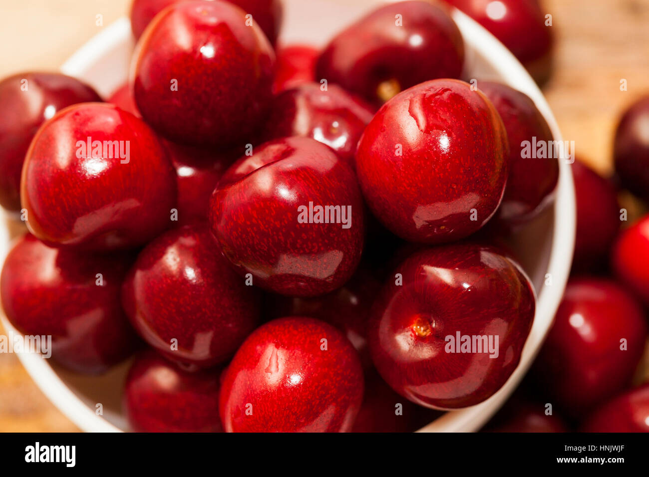 ripe cherry maroon. Berries are together after the harvest. Small depth ...