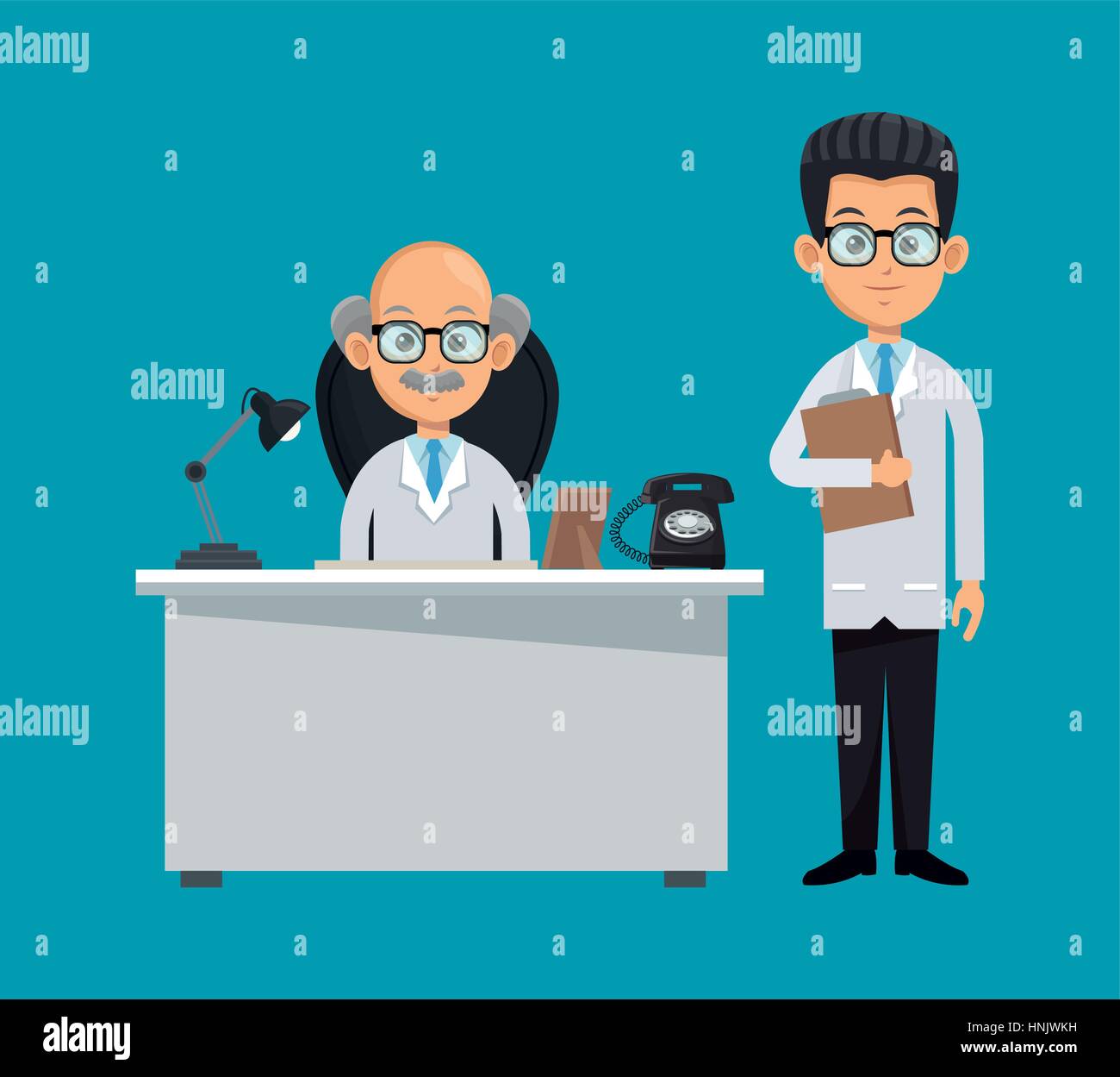 doctor professional sitting desk vector illustration eps 10 Stock ...