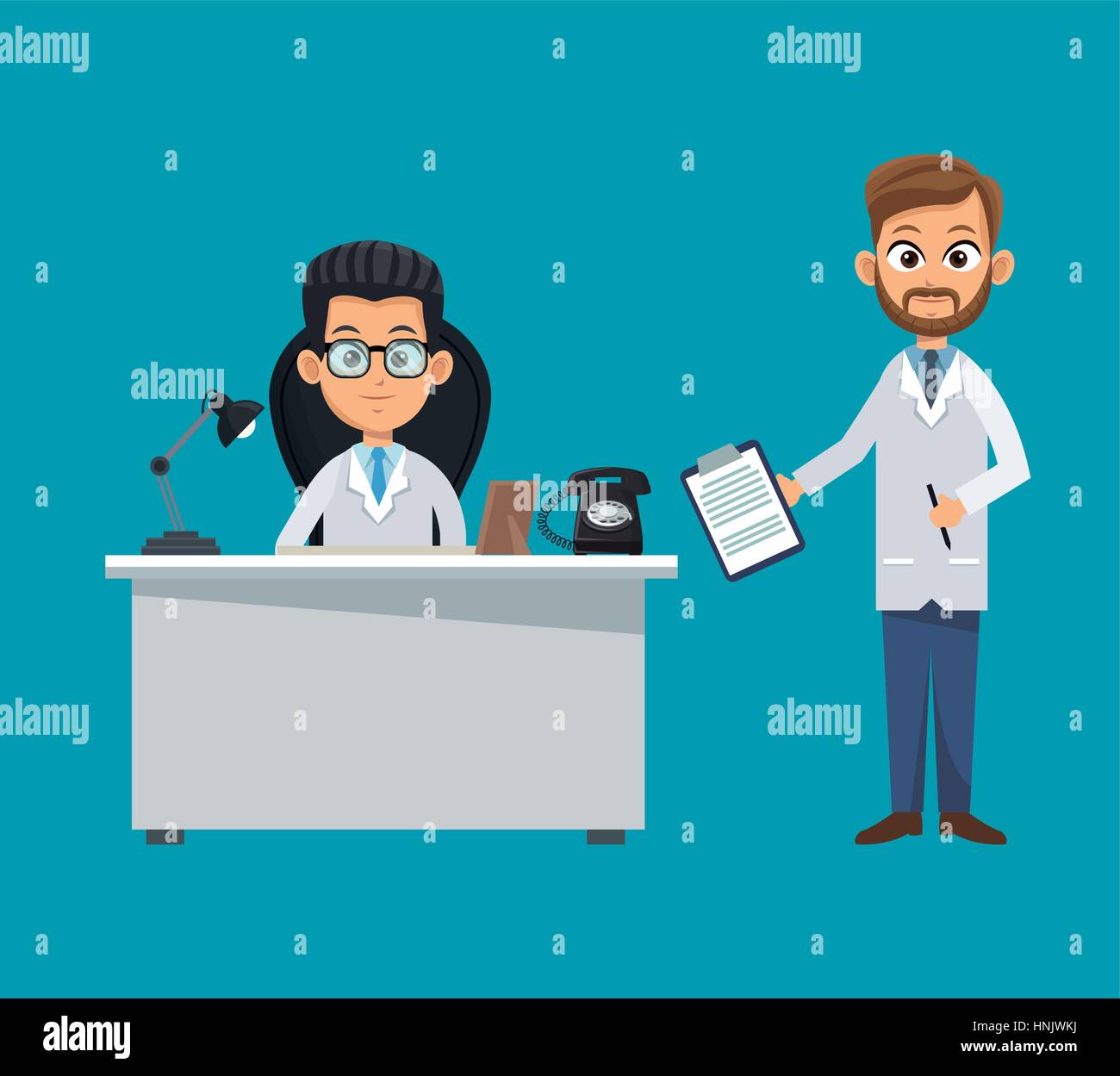 doctors professional sitting desk vector illustration eps 10 Stock ...
