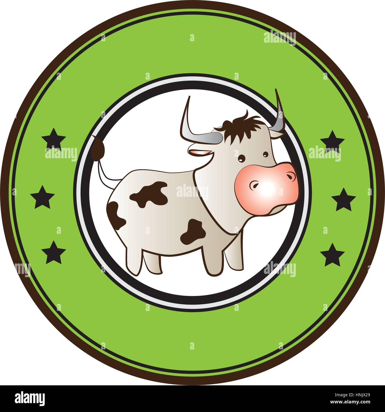 colorful circular border with cartoon cow animal vector illustration ...