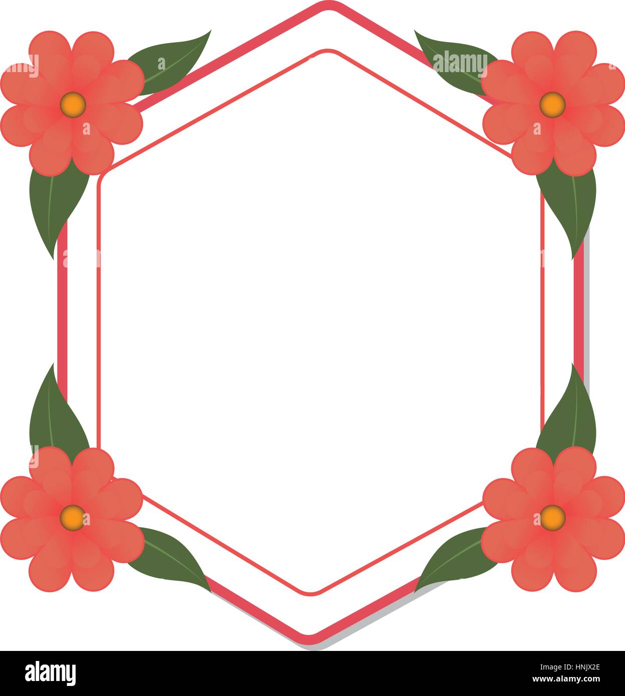 heraldic border with flowers and leaves vector illustration Stock ...