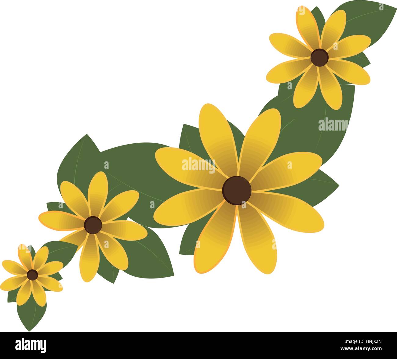 arch of leaves with flowers vector illustration Stock Vector Image ...