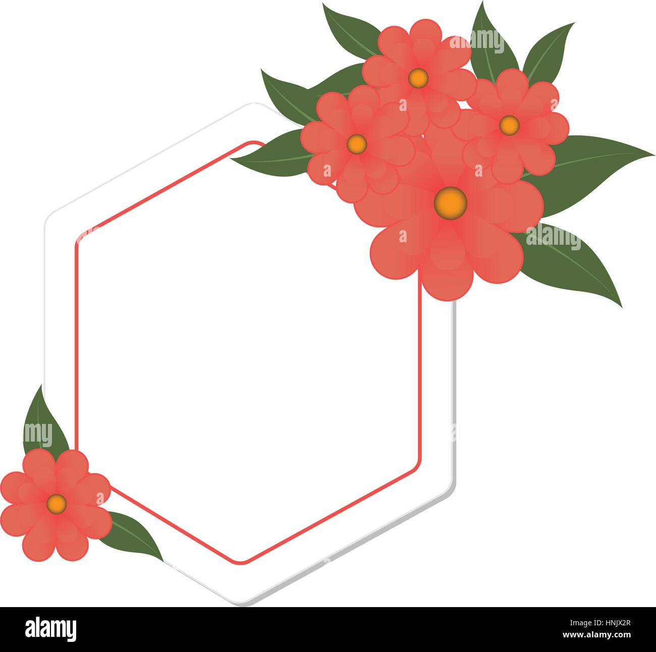 heraldic border with flowers and leaves vector illustration Stock ...
