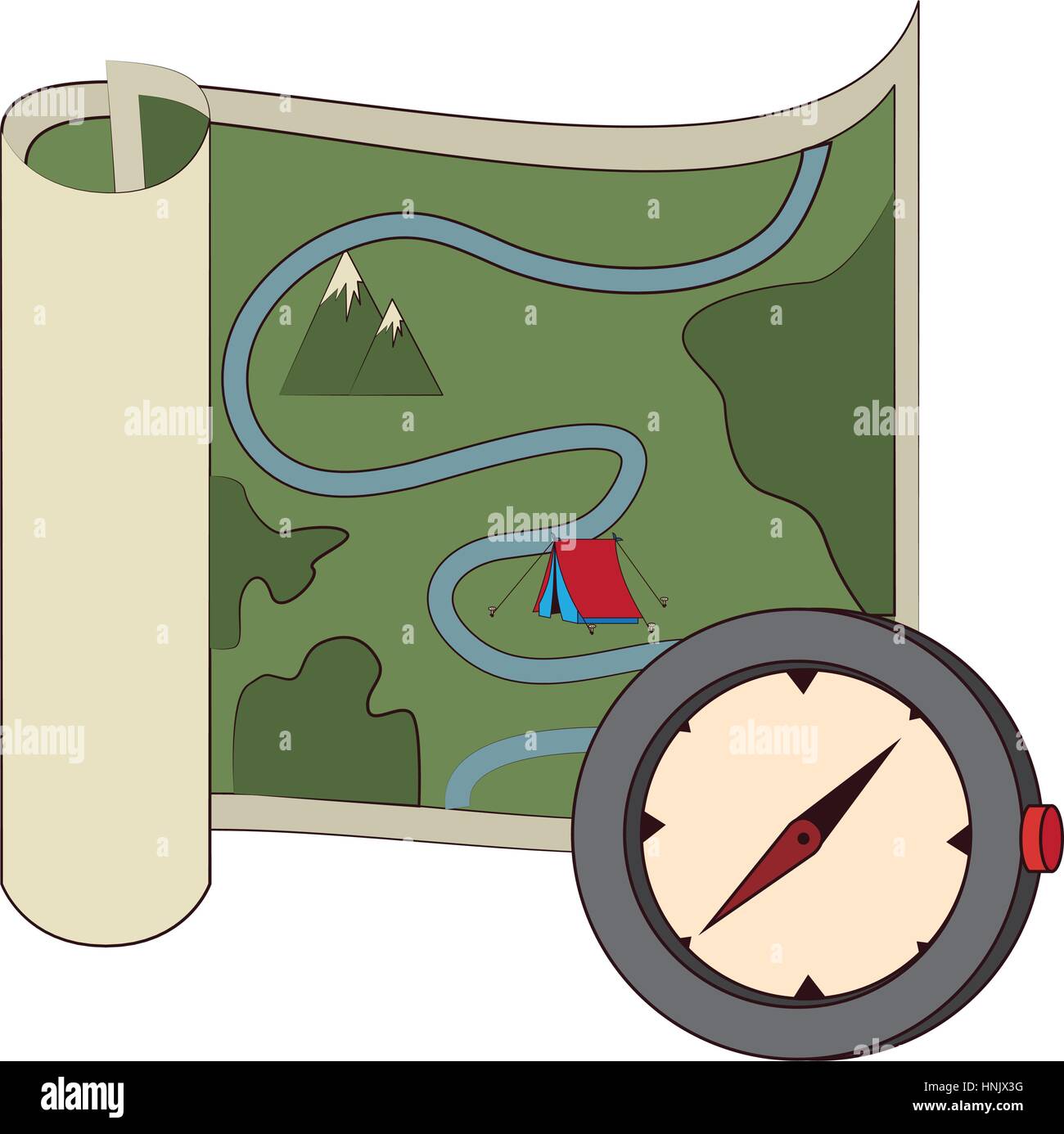 map and routes with compass of hand vector illustration Stock Vector ...