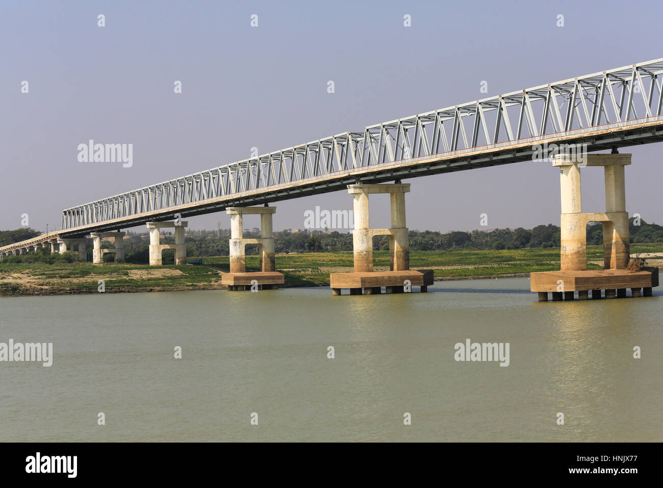Highway bridge over the Irrawaddy River, Magway Region, Myanmar (Burma ...