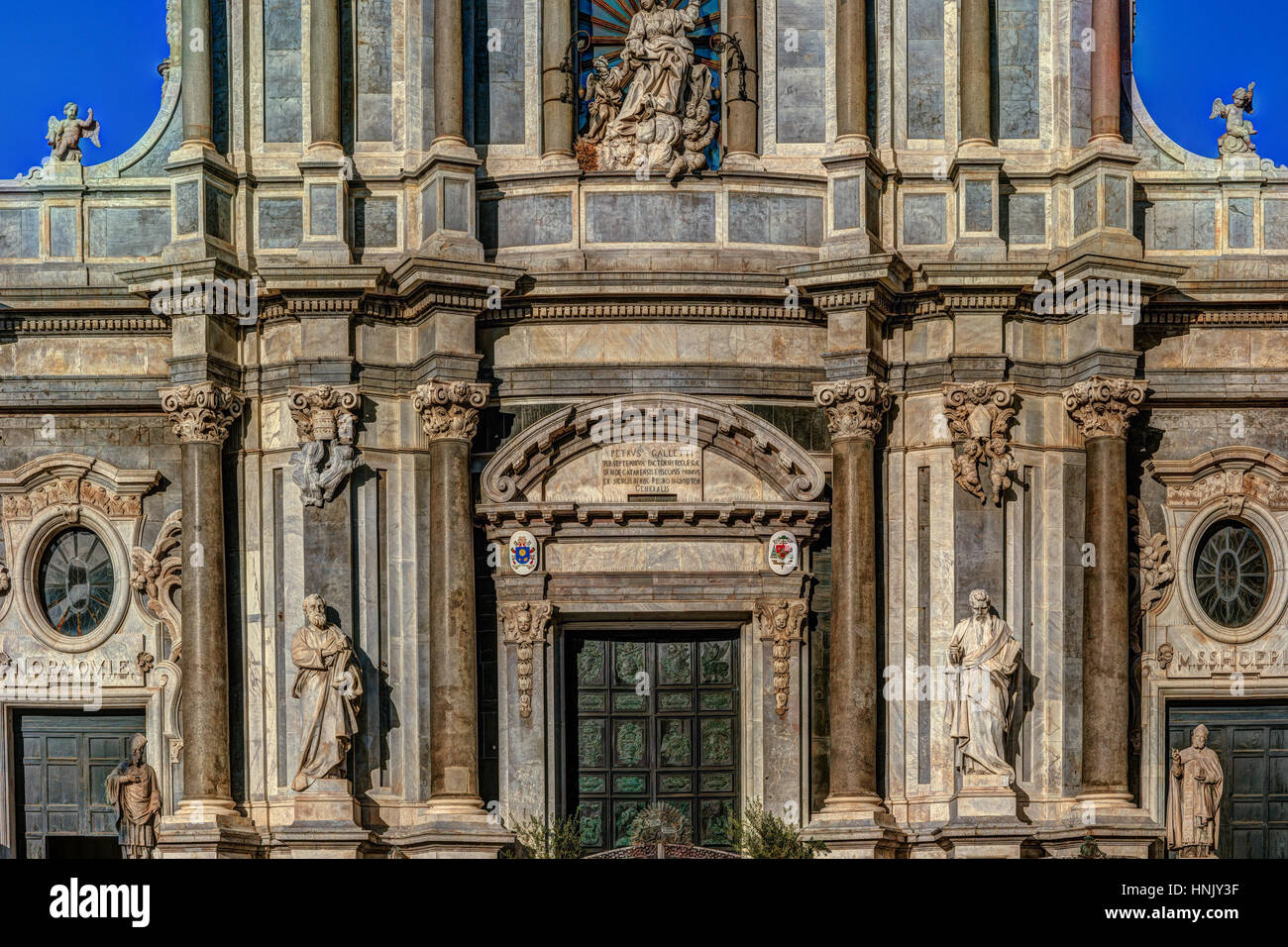 Facade of Cathedral of Santa Agatha, Catania duomo in Catania in Sicily ...