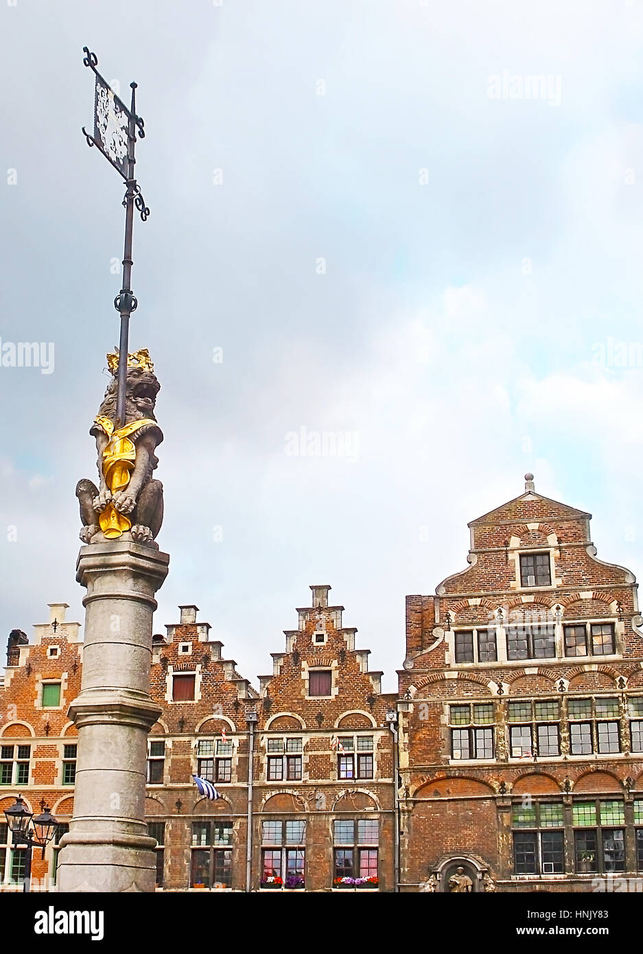 The column topped with the sculpture of Flemish lion, holding the Coat ...