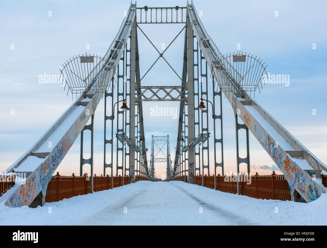 Front view of a bridge at sunset Stock Photo - Alamy