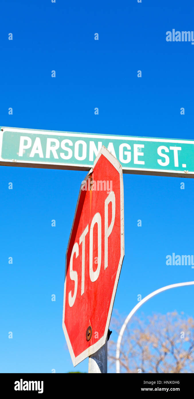 the stop signal write in south africa and sky Stock Photo - Alamy