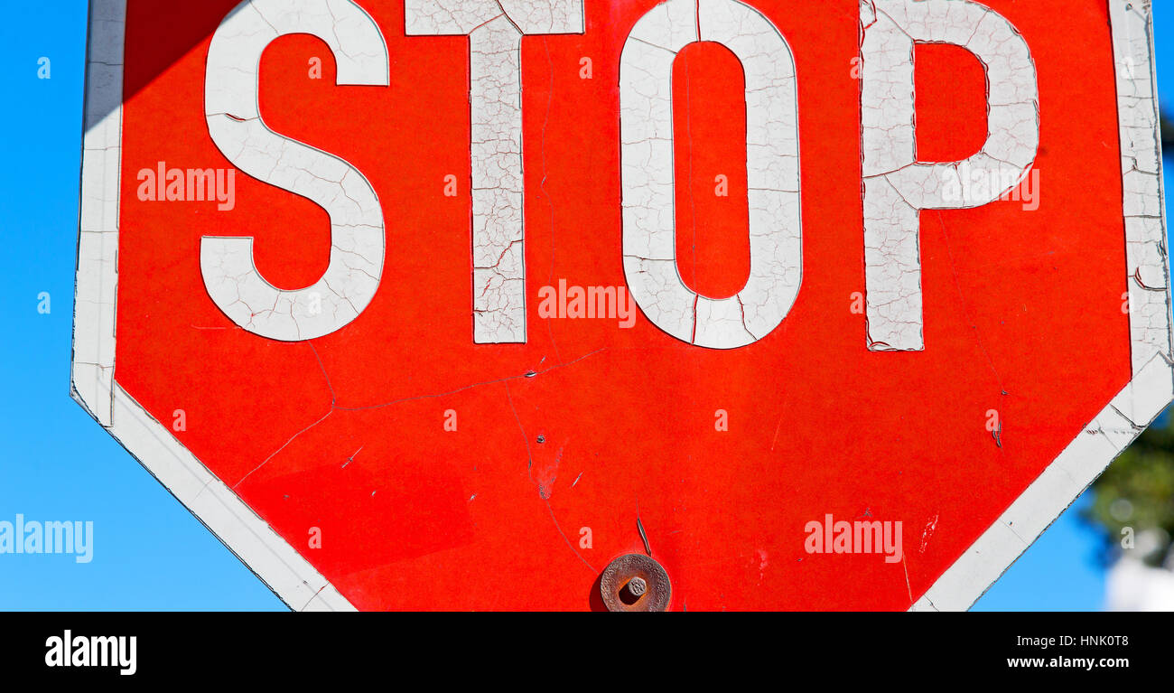 the stop signal write in south africa and sky Stock Photo - Alamy