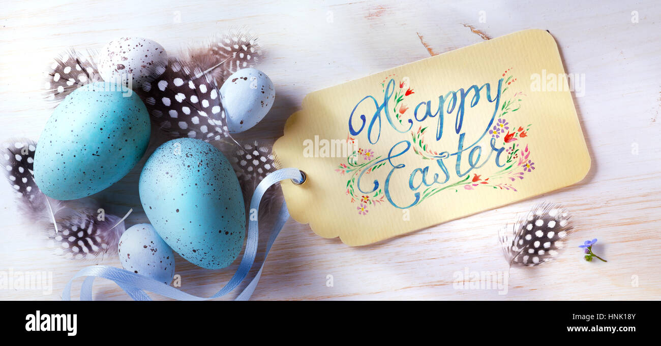 Happy Easter; festive background with easter eggs and holidays card ...