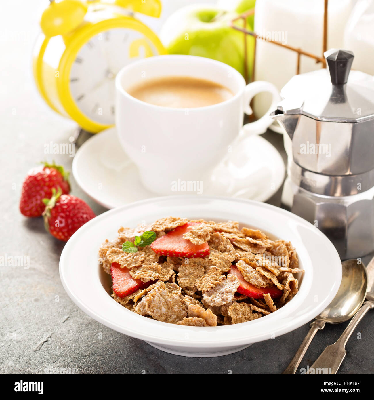 Multigrain wholewheat healthy cereals with fresh strawberryfor ...