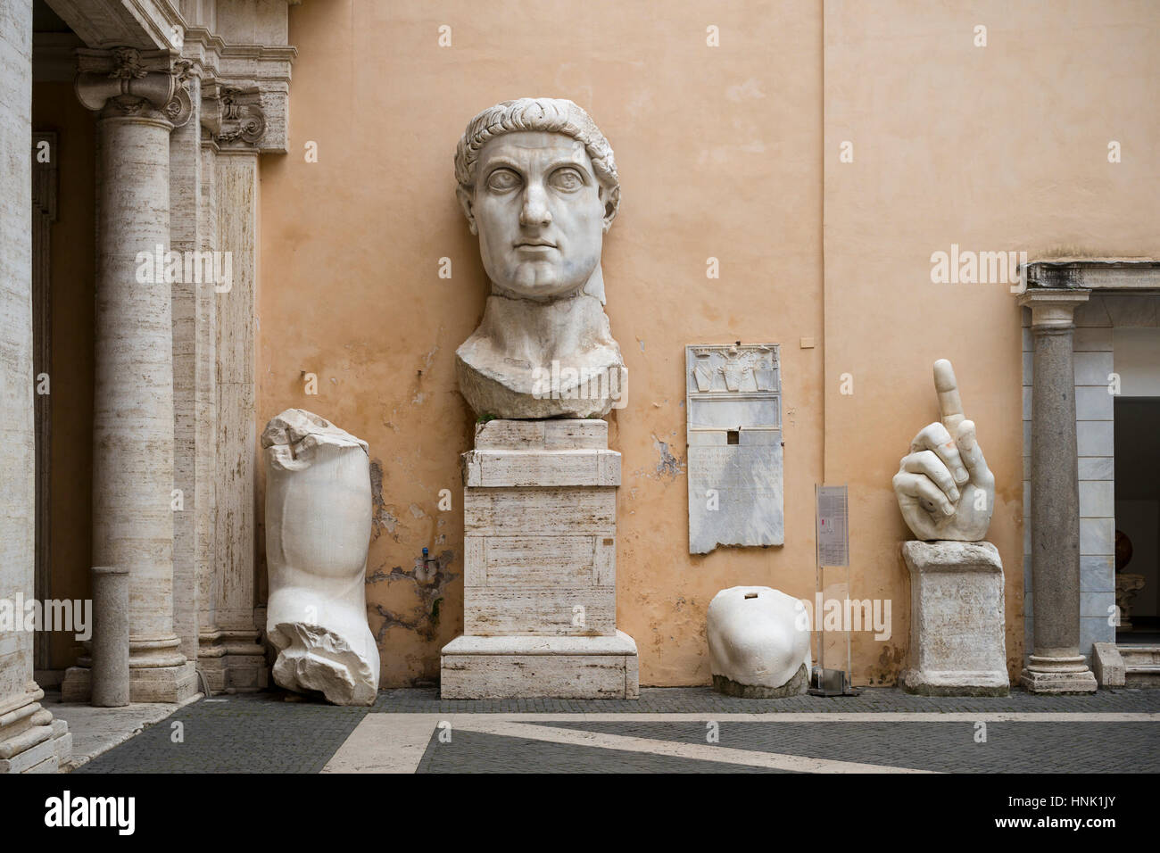 Rome. Italy. Remains of the colossal statue of Roman Emperor ...