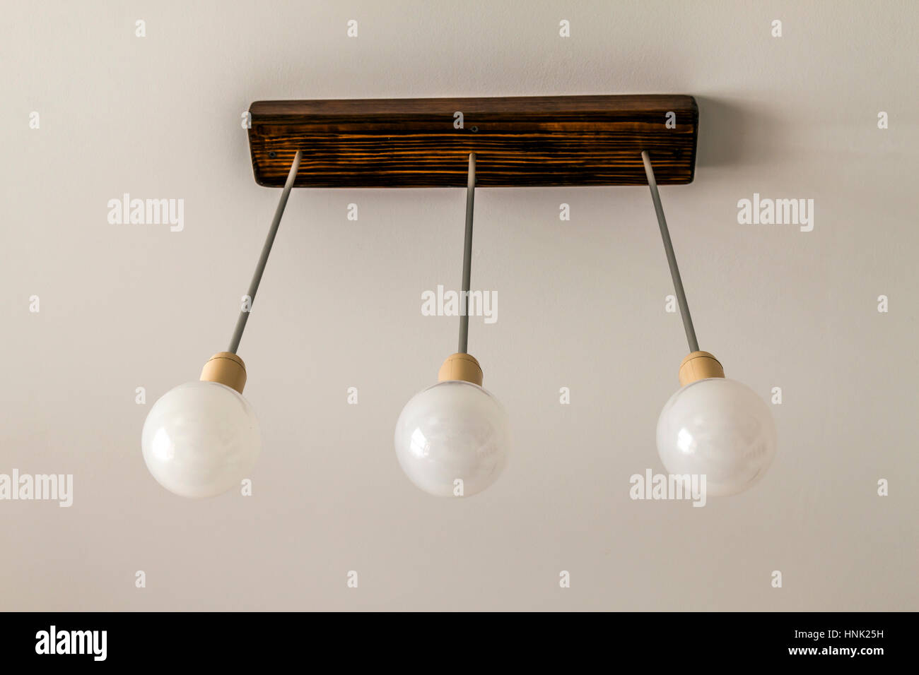 LED white bulbs hanging from the ceiling. Illumination technology Stock ...