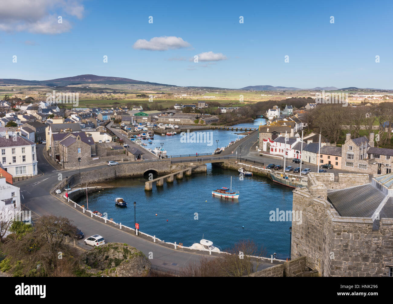 View of middle & inner harbours, Castletown, Isle of Man Stock Photo ...