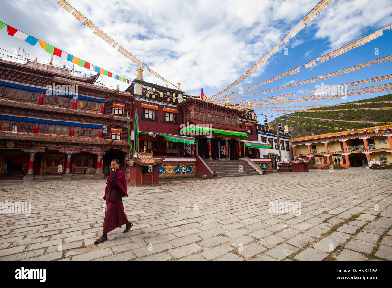 Tagong Monastery courtyard in the Tibetan plateau region in Sichuan ...