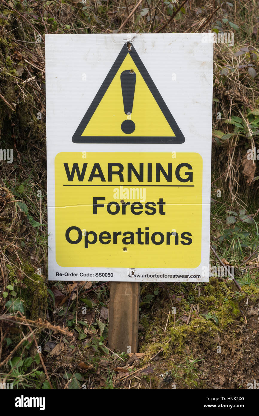 Forestry operations health and safety/ danger warning sign Stock Photo ...