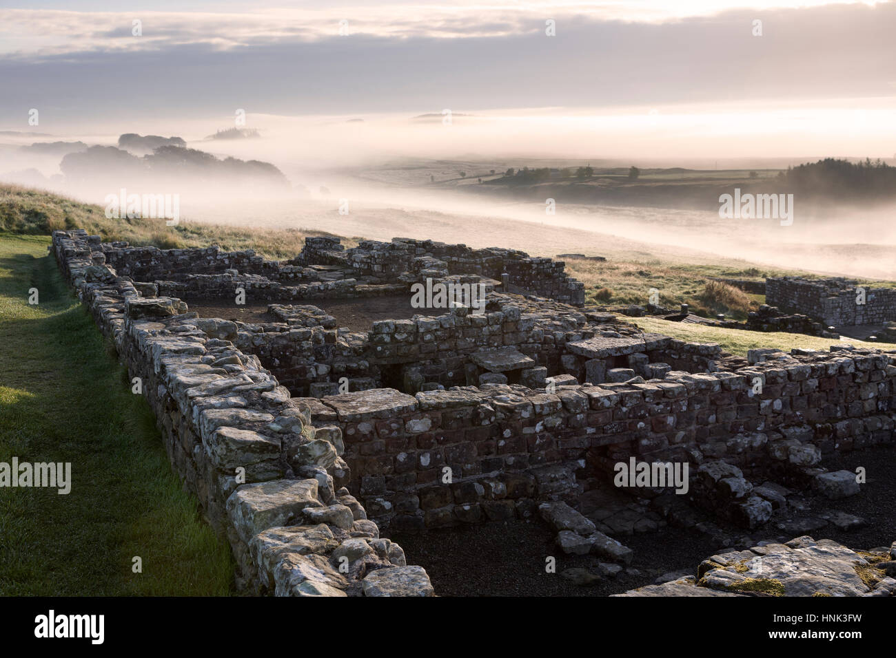 Hadrian's Wall, Housesteads Roman Fort: looking south-east over the ...