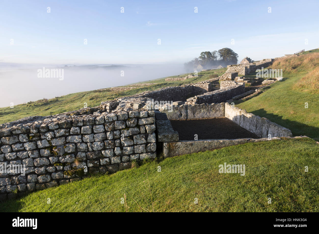 Hadrian's Wall: Housesteads Roman Fort - a water tank, angle tower and ...