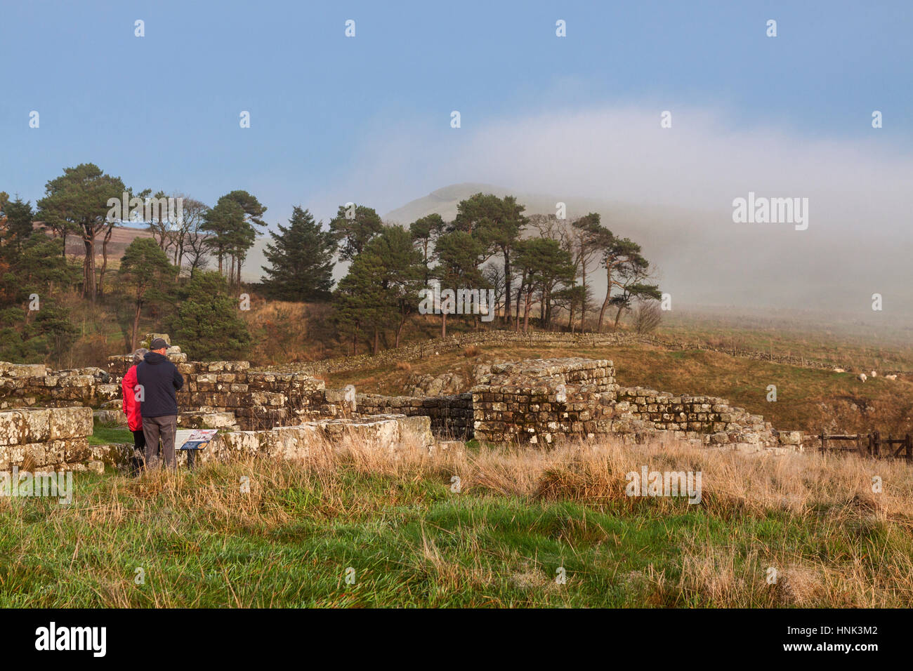 Hadrian's Wall: Housesteads Roman Fort - looking east towards the Knag ...