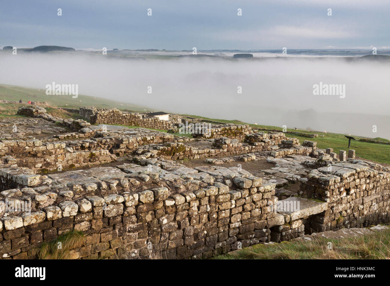 Hadrian's Wall, Housesteads Roman Fort: looking south-east over the ...