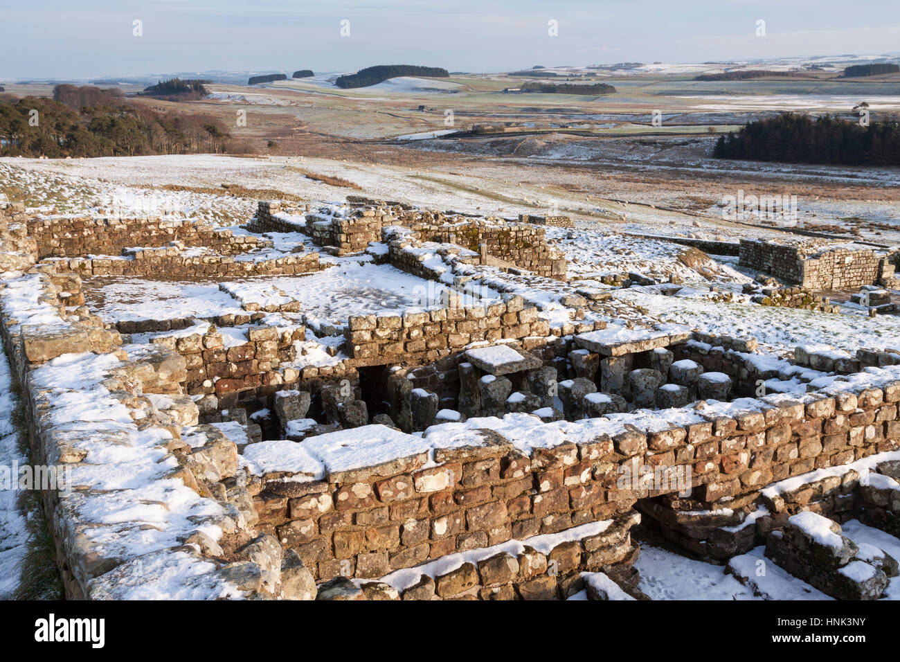Hadrian's Wall, Housesteads Roman Fort: looking south-east over the ...