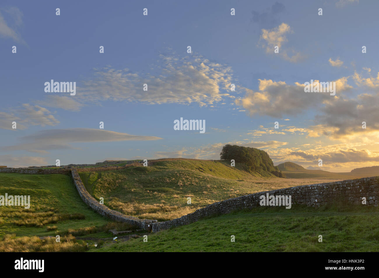 Hadrian's Wall: the view across the Knag Burn towards Housesteads Roman ...