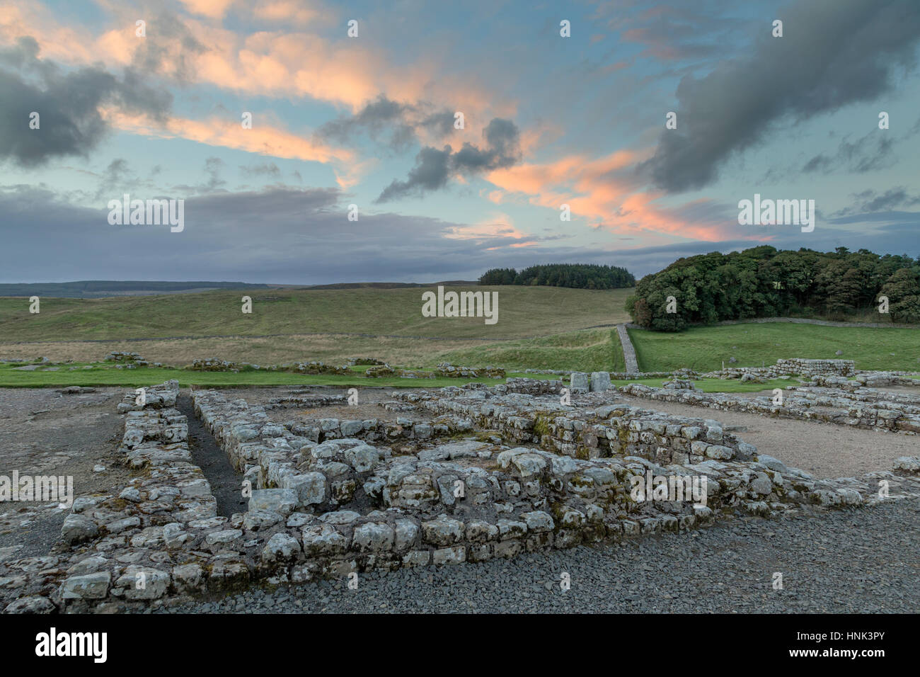 Hadrian's Wall, Housesteads Roman Fort: the view across the remains of ...
